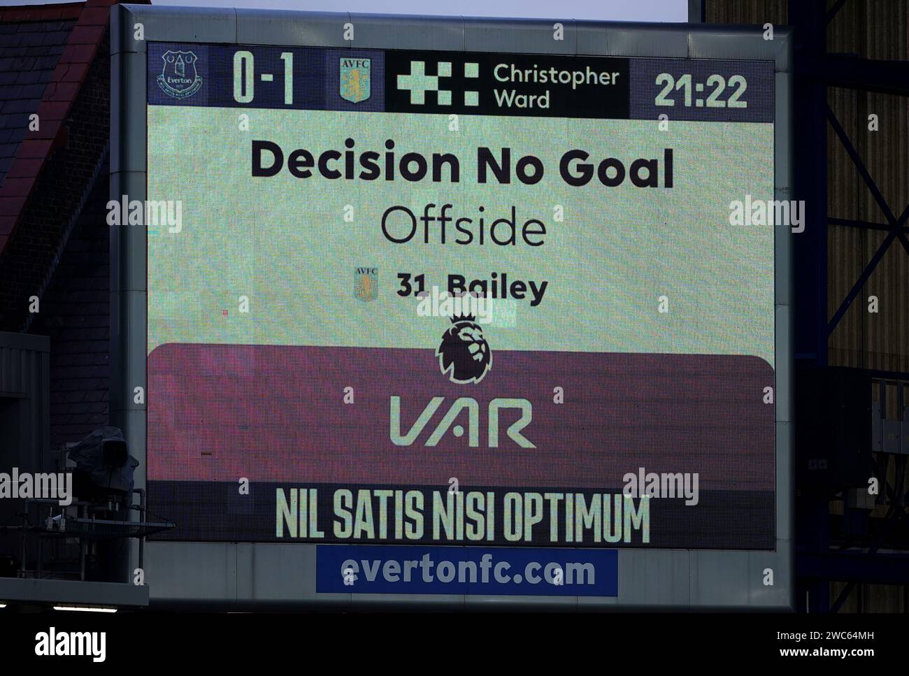 VAR rules the goal of Aston Villa's Leon Bailey to be offside during ...