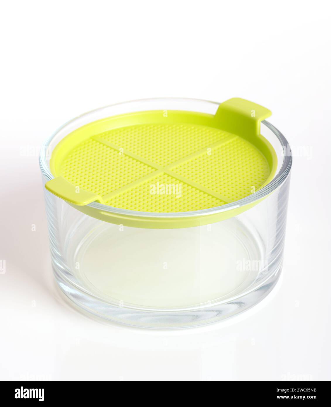 Germination bowl with yellow-green sieve. Sprouting dish for sprouting ...