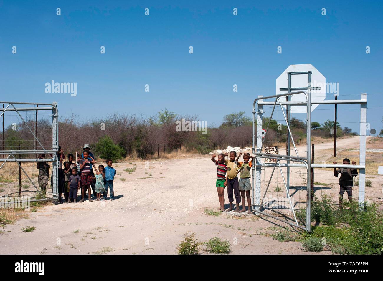 The border crossing, border, state border, checkpoint, children, from ...