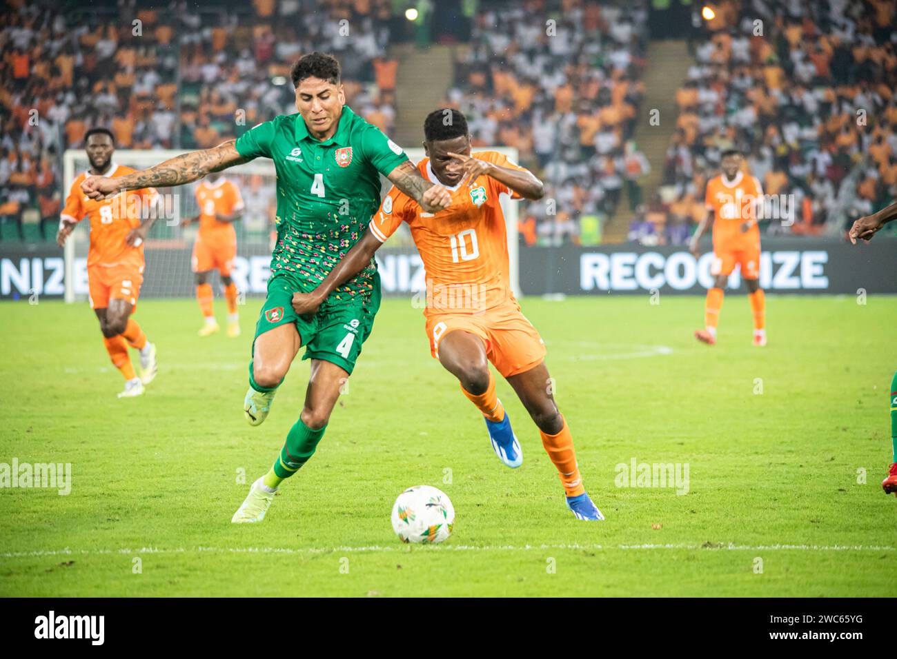 ABIDJAN, COTE D'IVORE - JANUARY 13; Karim Konate of Cote D'Ivore and ...