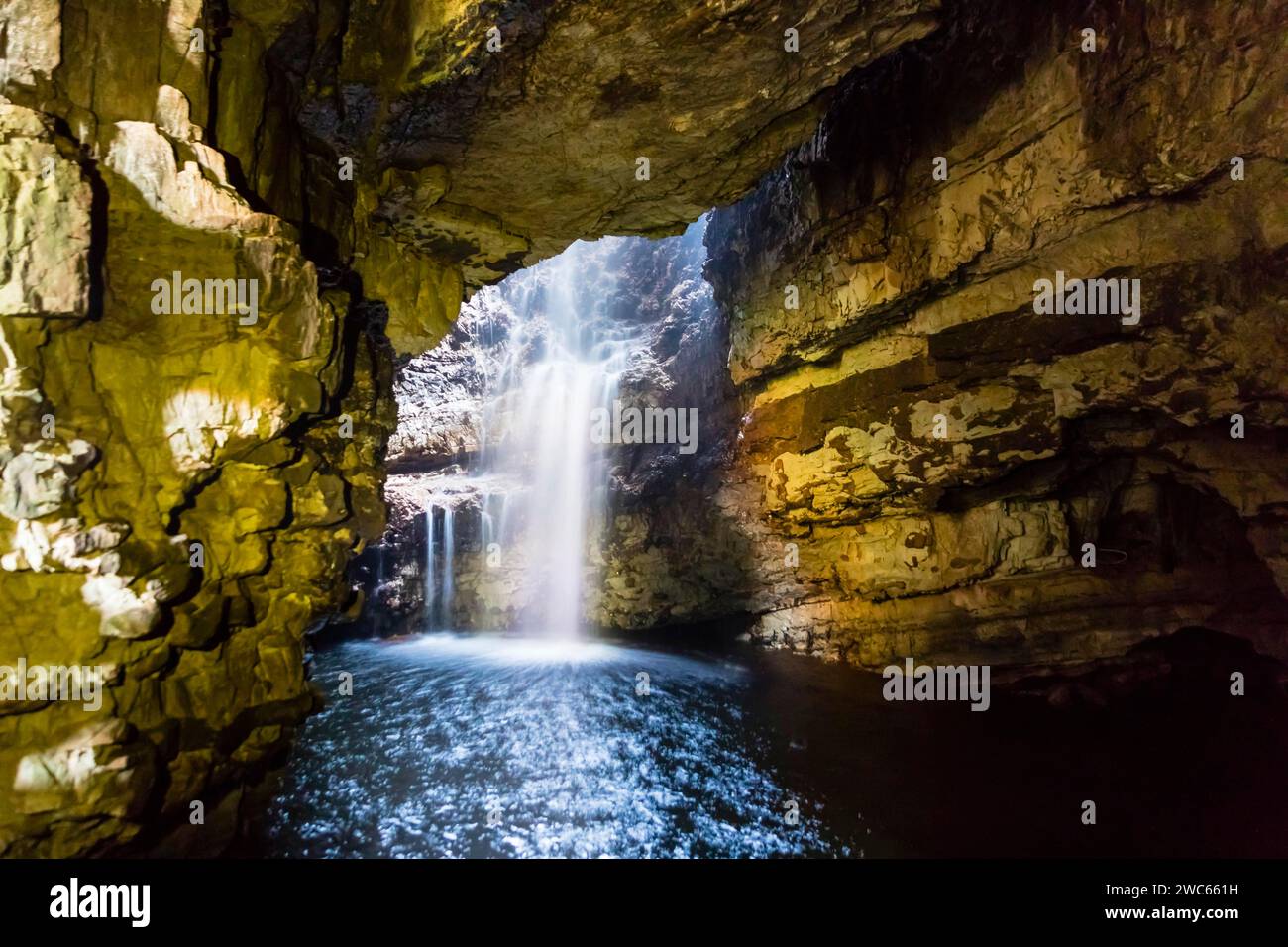 Europe, Scotland, North Coast, Durness, Smoo Cave and Falls, cave ...