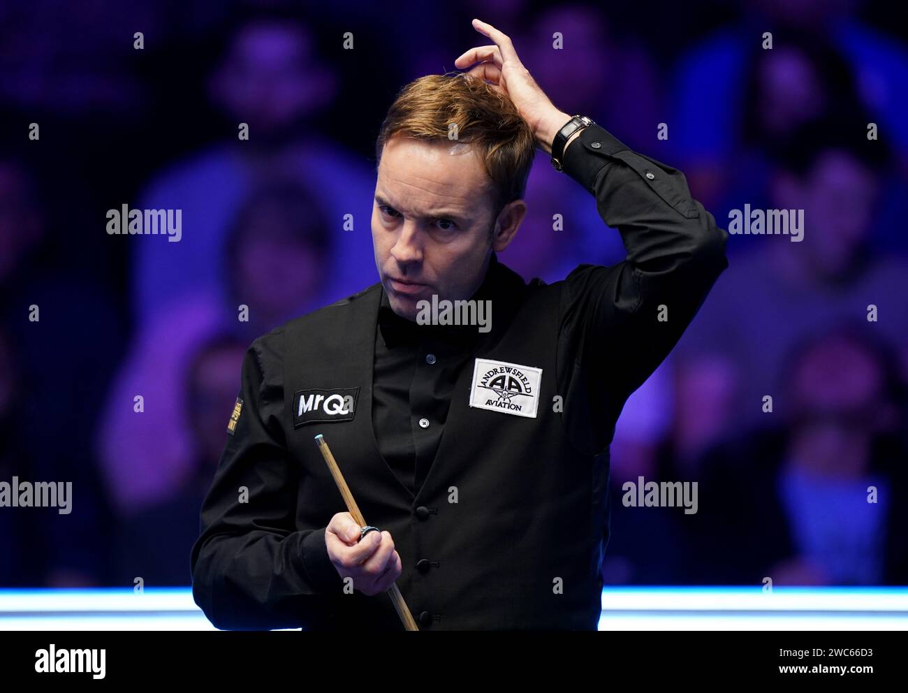 Ali Carter reacts during the MrQ Masters Final against Ronnie O ...