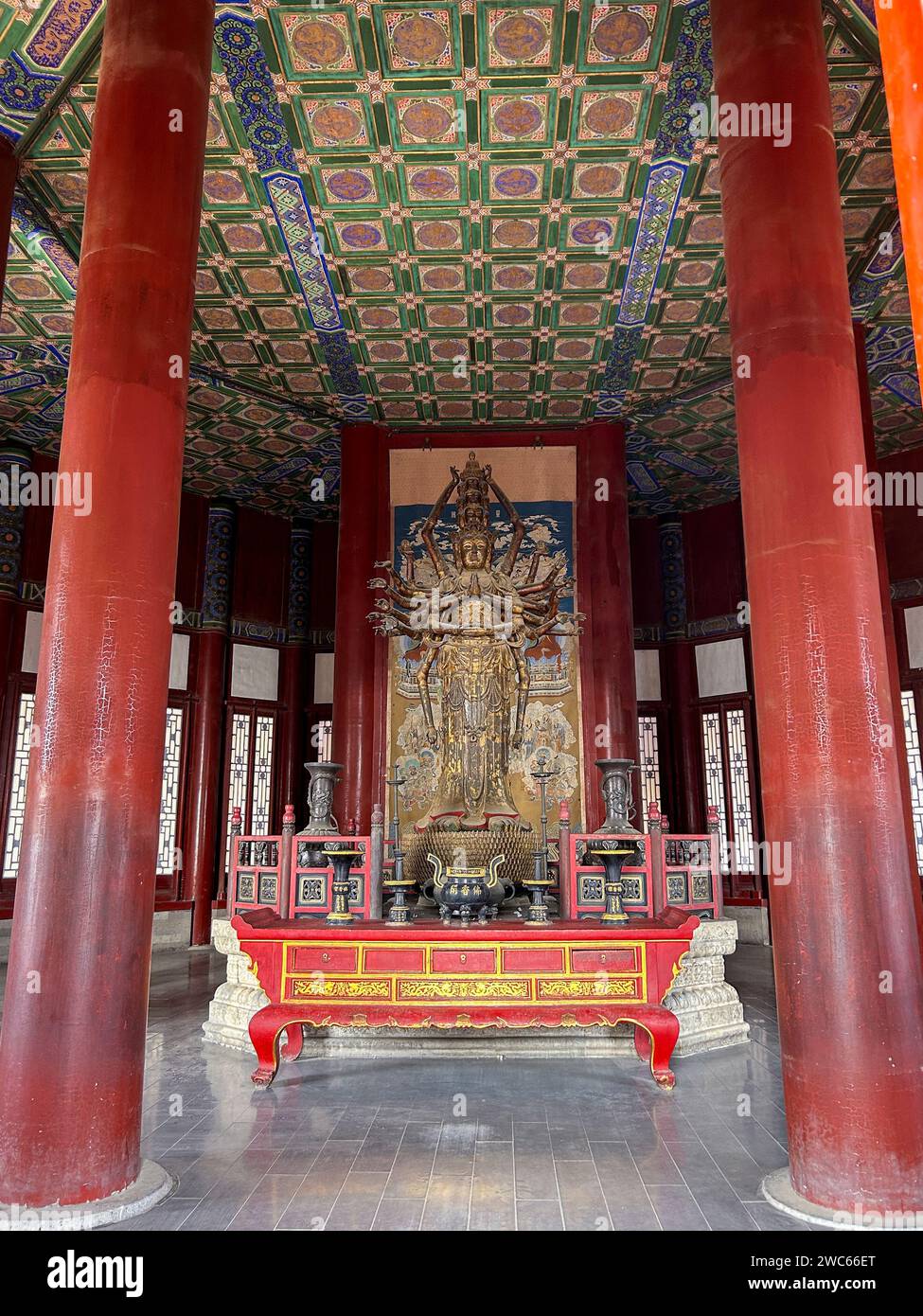 Beijing, China, Detail, interiors, Buddhist Temple Altar, Chinese ...