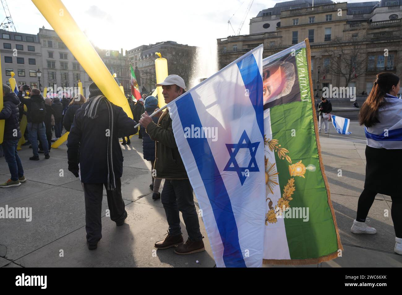 People attending a pro-Israel rally in Trafalgar Square, London ...