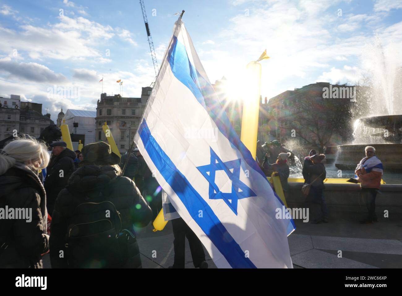 People attending a pro-Israel rally in Trafalgar Square, London ...