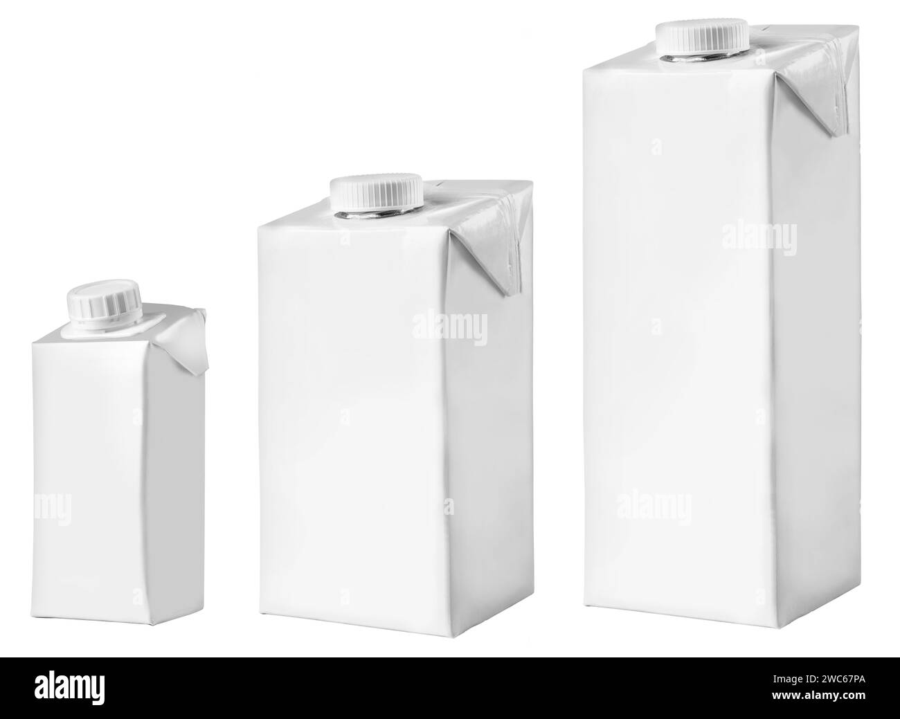 set of diffrent milk white carton packages on white background Stock ...