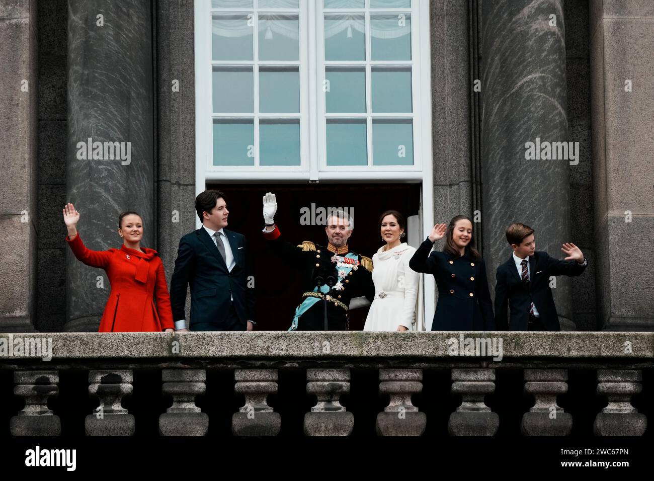 Princess Isabella, Crown Prince Christian, King Frederik X and Queen Mary as well as Princess ...