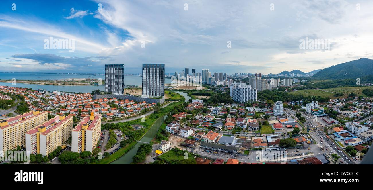 Georgetown city, Malaysia - December 17, 2023: Aerial view of ...