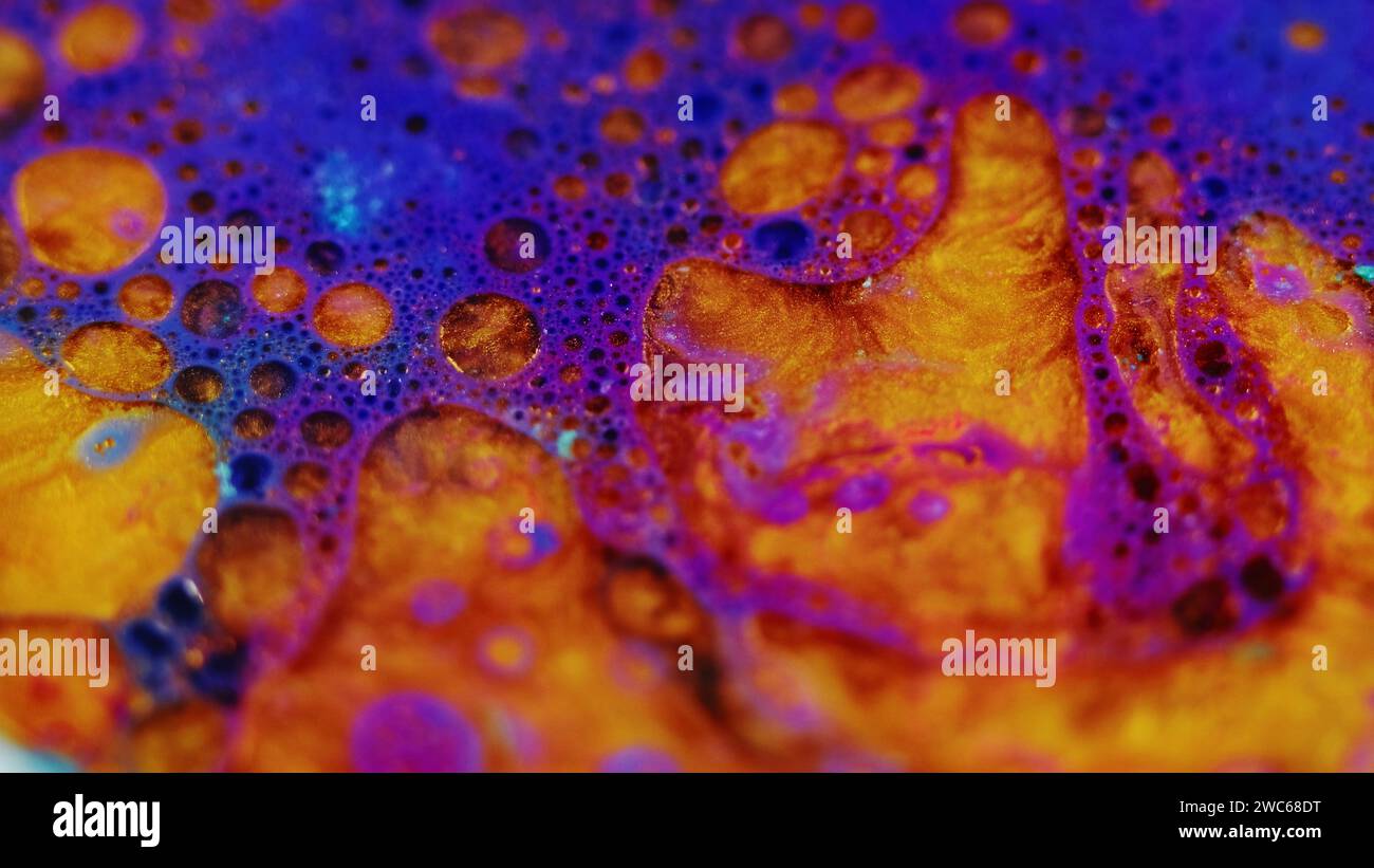 Bubble fluid foam texture glitter oil paint flow Stock Photo - Alamy