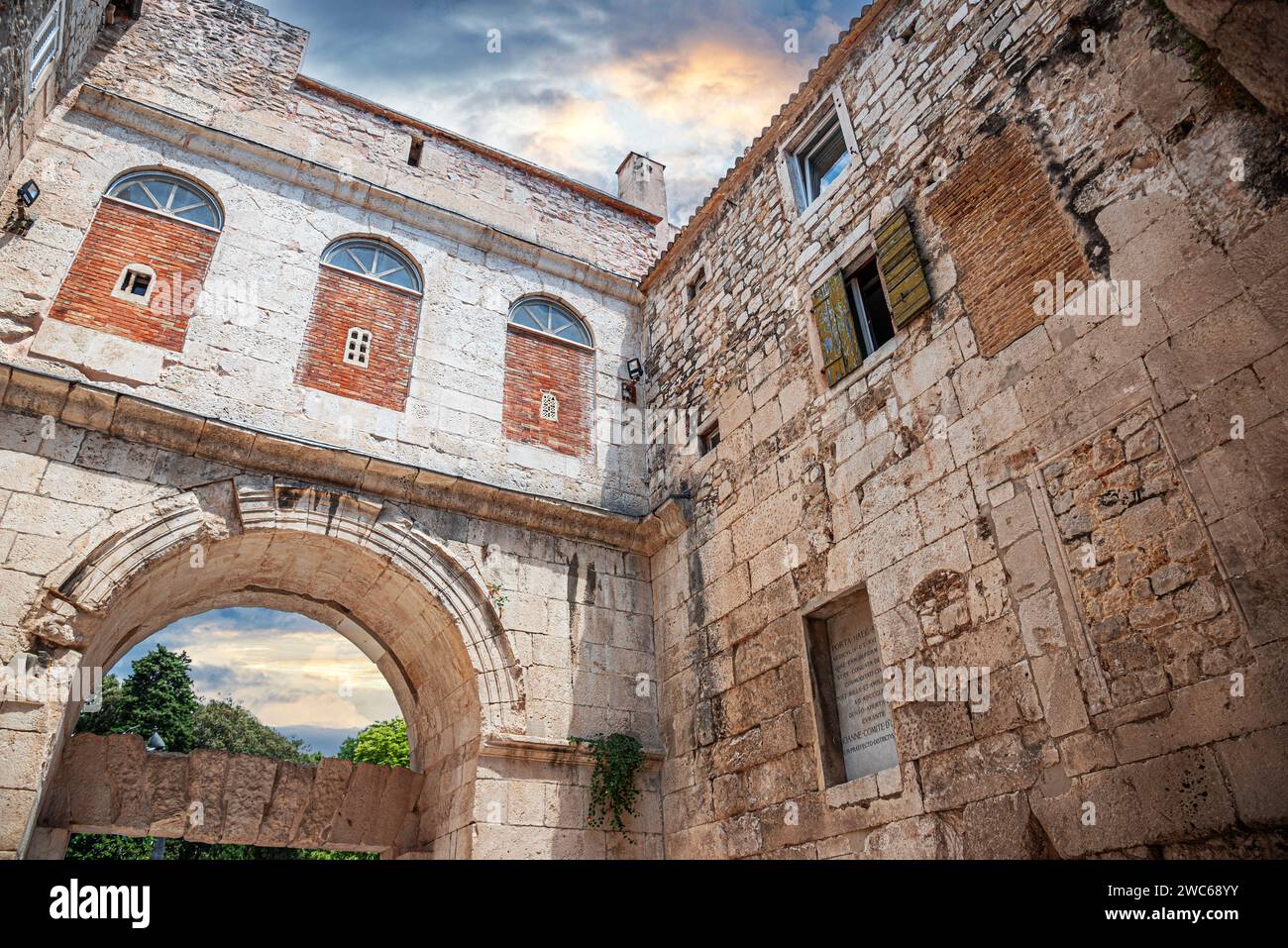 Ancient stone buildings on the streets of Split. Croatia Stock Photo ...