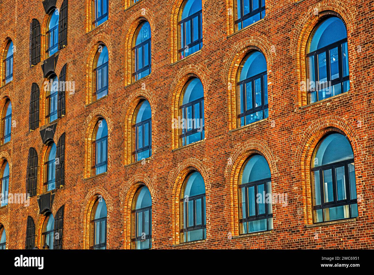 Old brick wall facade building in Red Hook, Brooklyn, New York Stock ...