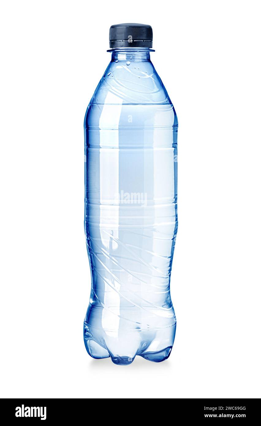 Small plastic water bottle isolated on white background with clipping ...