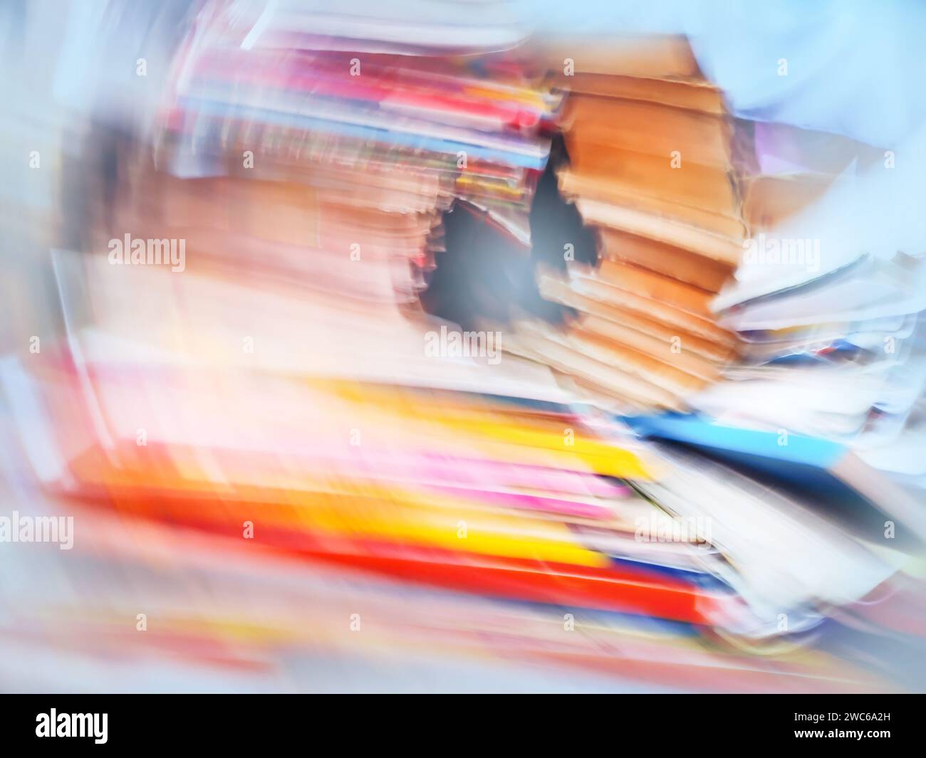 Old books in the library blurred texture. Bookshelf shop defocused ...