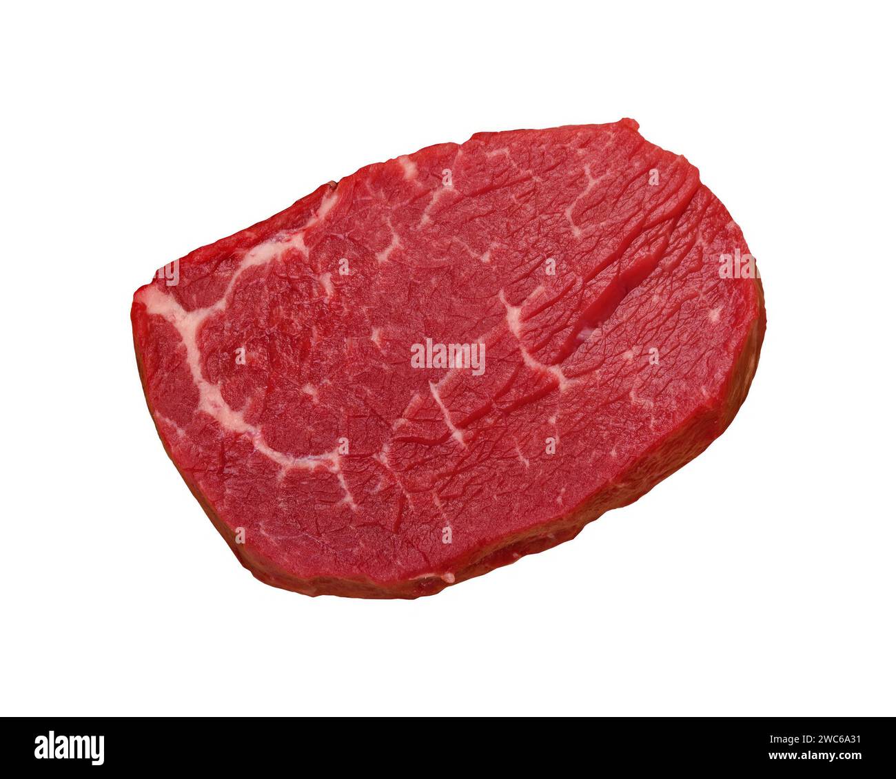 Close up one marbled raw beef tenderloin medallion steak isolated on ...