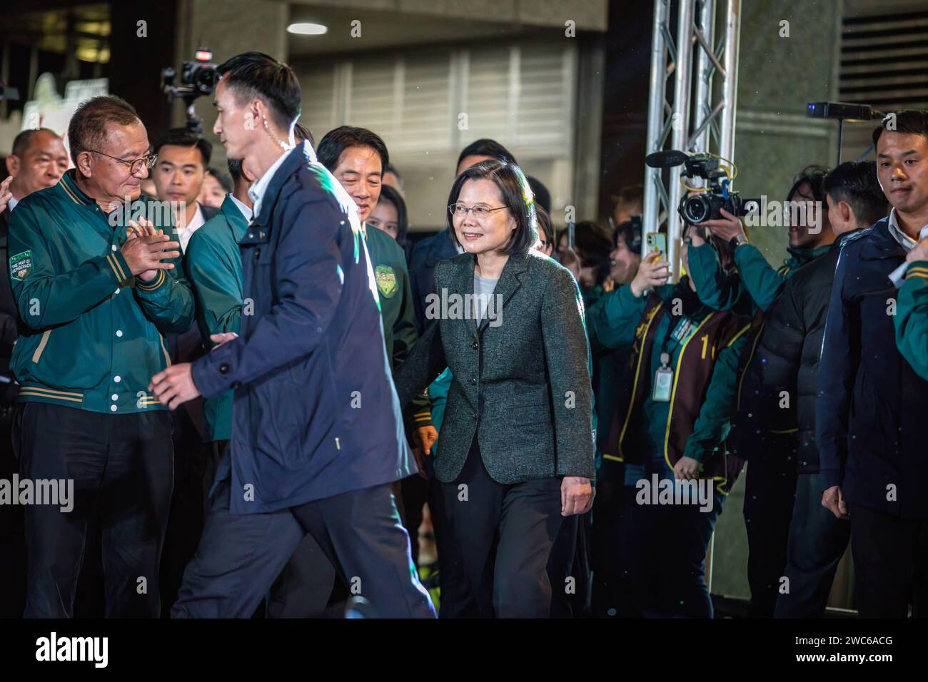 Taiwan president Tsai Ing-wen walks on the stage during the rally. Lai ...
