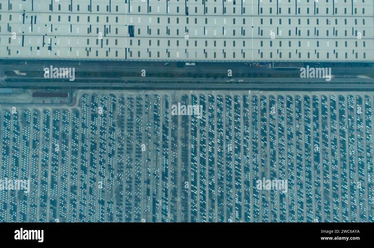 CHONGQING, CHINA - JANUARY 14, 2024 - Rows of new energy vehicles ...