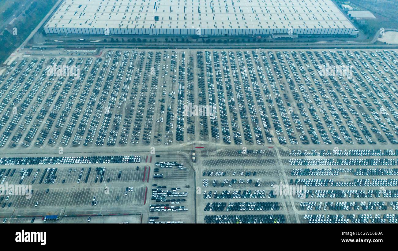 CHONGQING, CHINA - JANUARY 14, 2024 - Rows of new energy vehicles ...