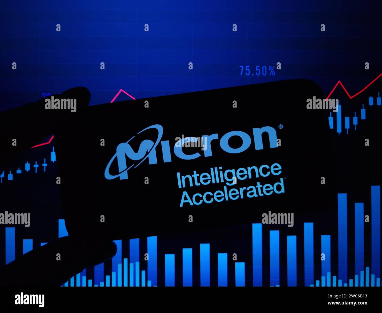 Konskie, Poland - January 13, 2024: Micron Technology company logo ...