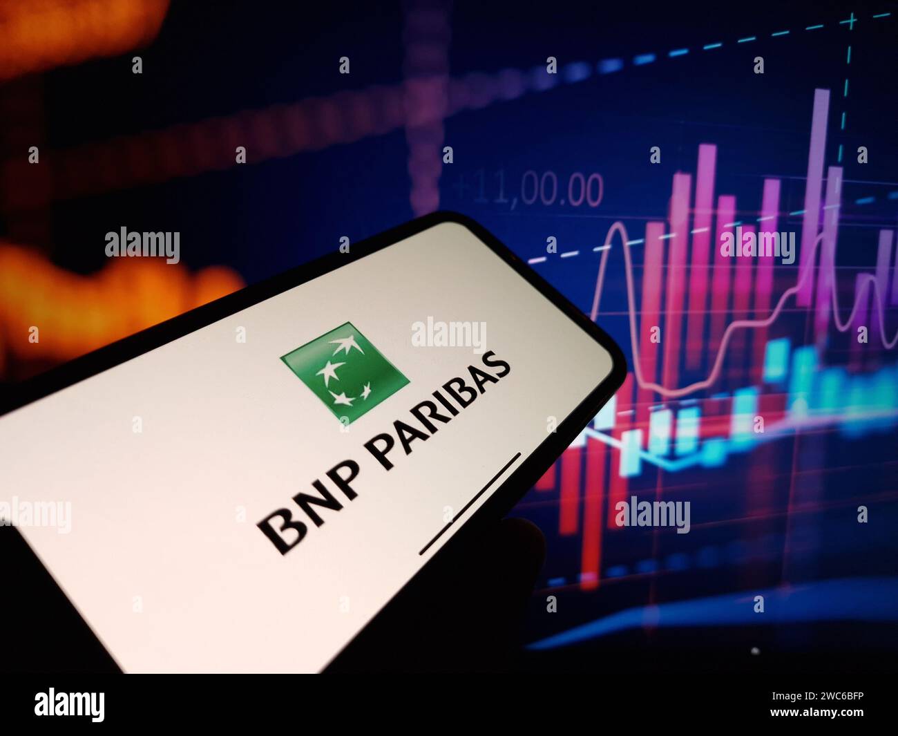 Konskie, Poland - January 13, 2024: BNP Paribas company logo displayed ...