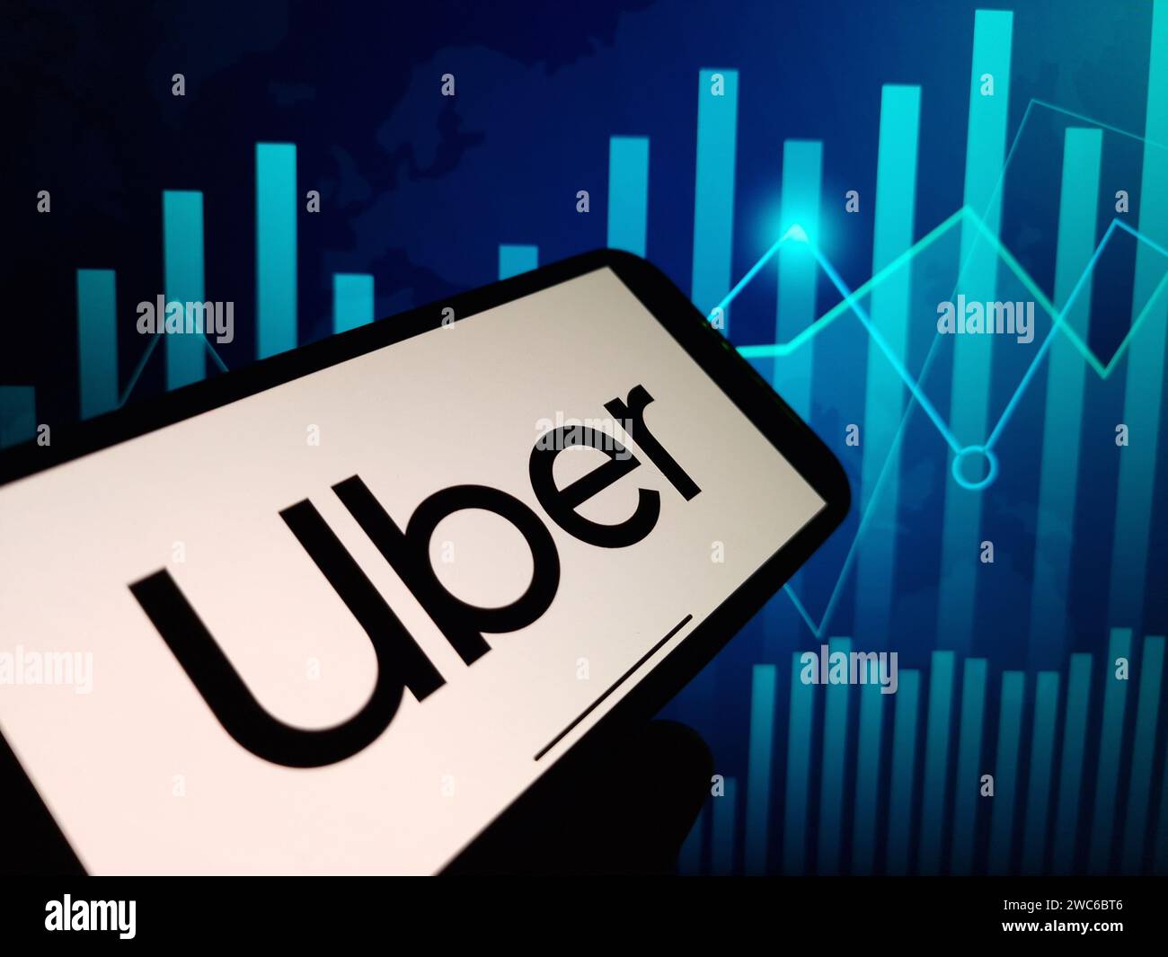 Konskie, Poland - January 13, 2024: Uber company logo displayed on ...