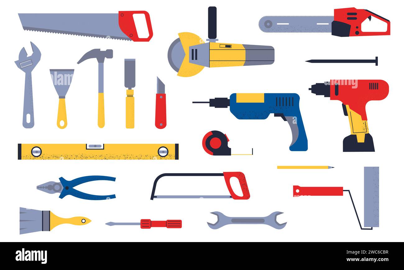 Cartoon hardware tools collection Cut Out Stock Images & Pictures - Alamy