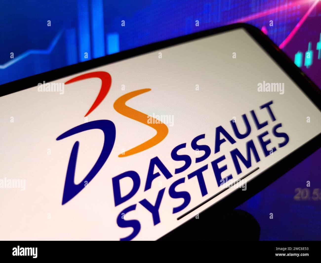 Konskie, Poland - January 13, 2024: Dassault Systemes company logo displayed on mobile phone ...