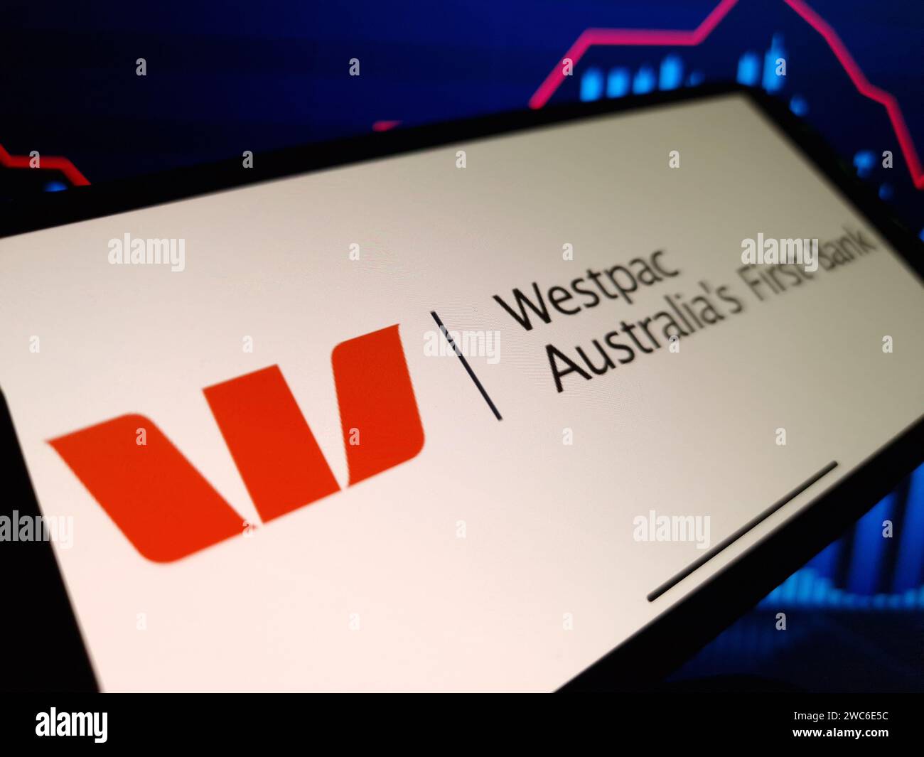 Konskie, Poland - January 13, 2024: Westpac Banking company logo ...