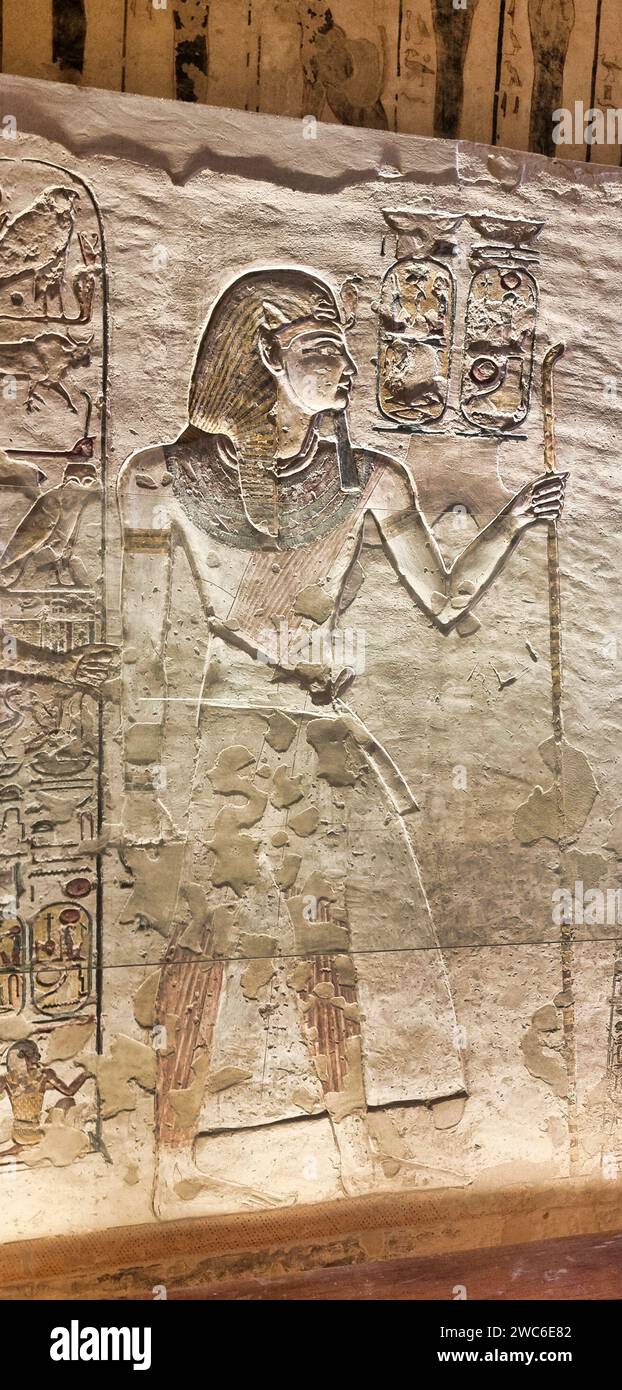 This vibrant Egyptian painting showcases an assortment of visually ... This vibrant Egyptian painting showcases an assortment of visually ...