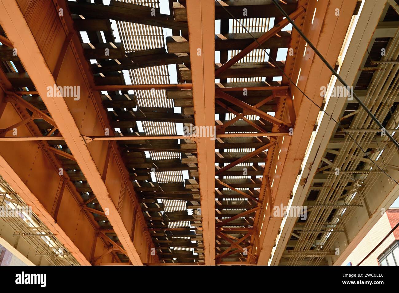 Chicago, Illinois, USA. The elevated structure hovering above the ...