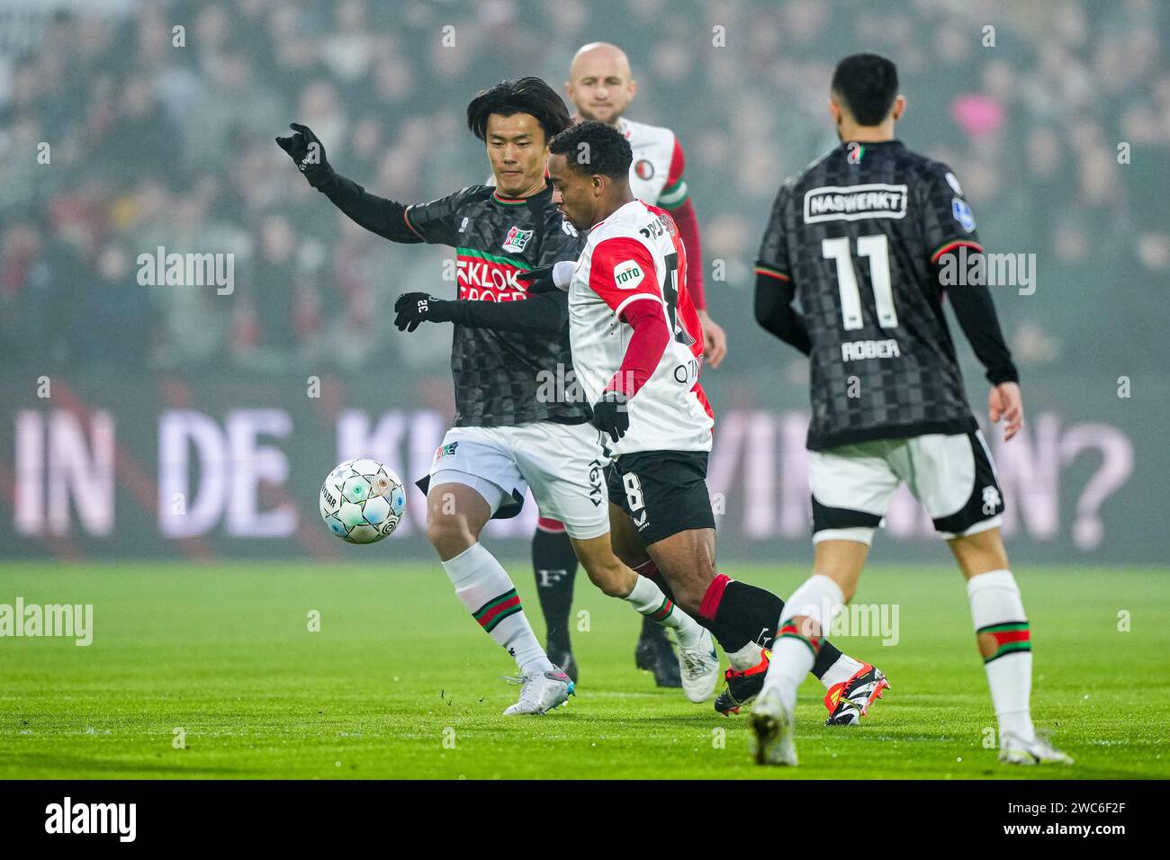 Rotterdam, The Netherlands. 14th Jan, 2024. Rotterdam - Koki Ogawa of NEC Nijmegen, Quinten ...