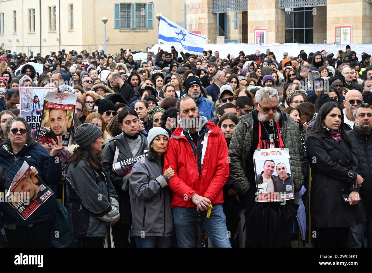 Jerusalem, Israel. 14th Jan, 2024. (center) Rachel Goldberg-Polin and ...
