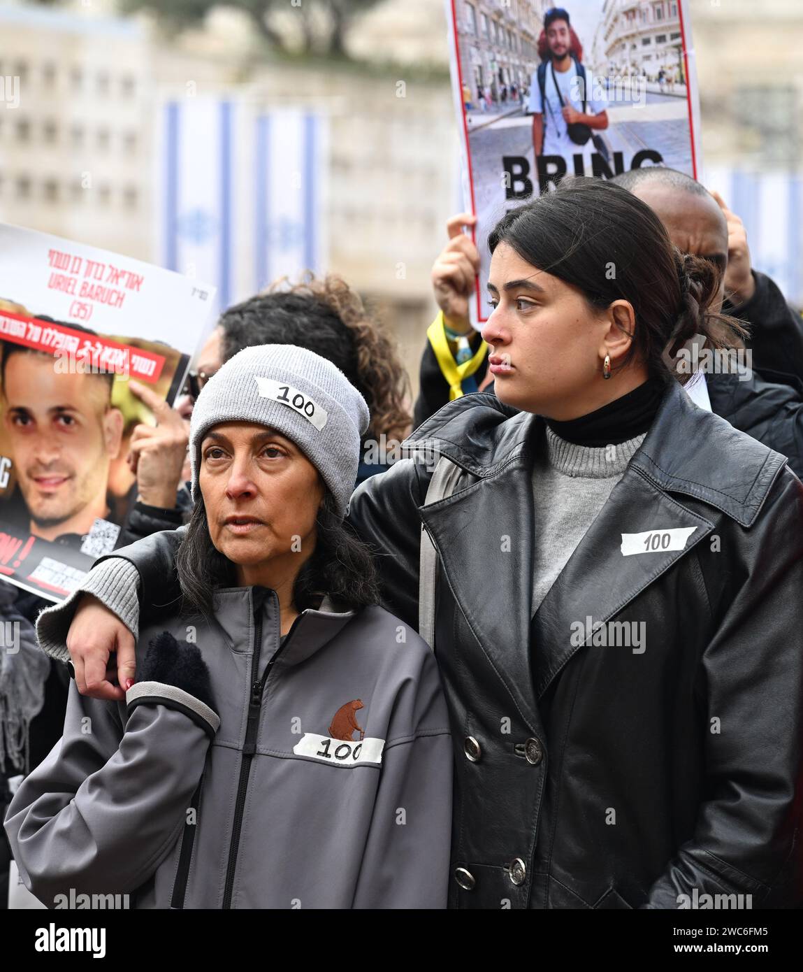 Jerusalem, Israel. 14th Jan, 2024. (L) Rachel Goldberg-Polin, mother of ...