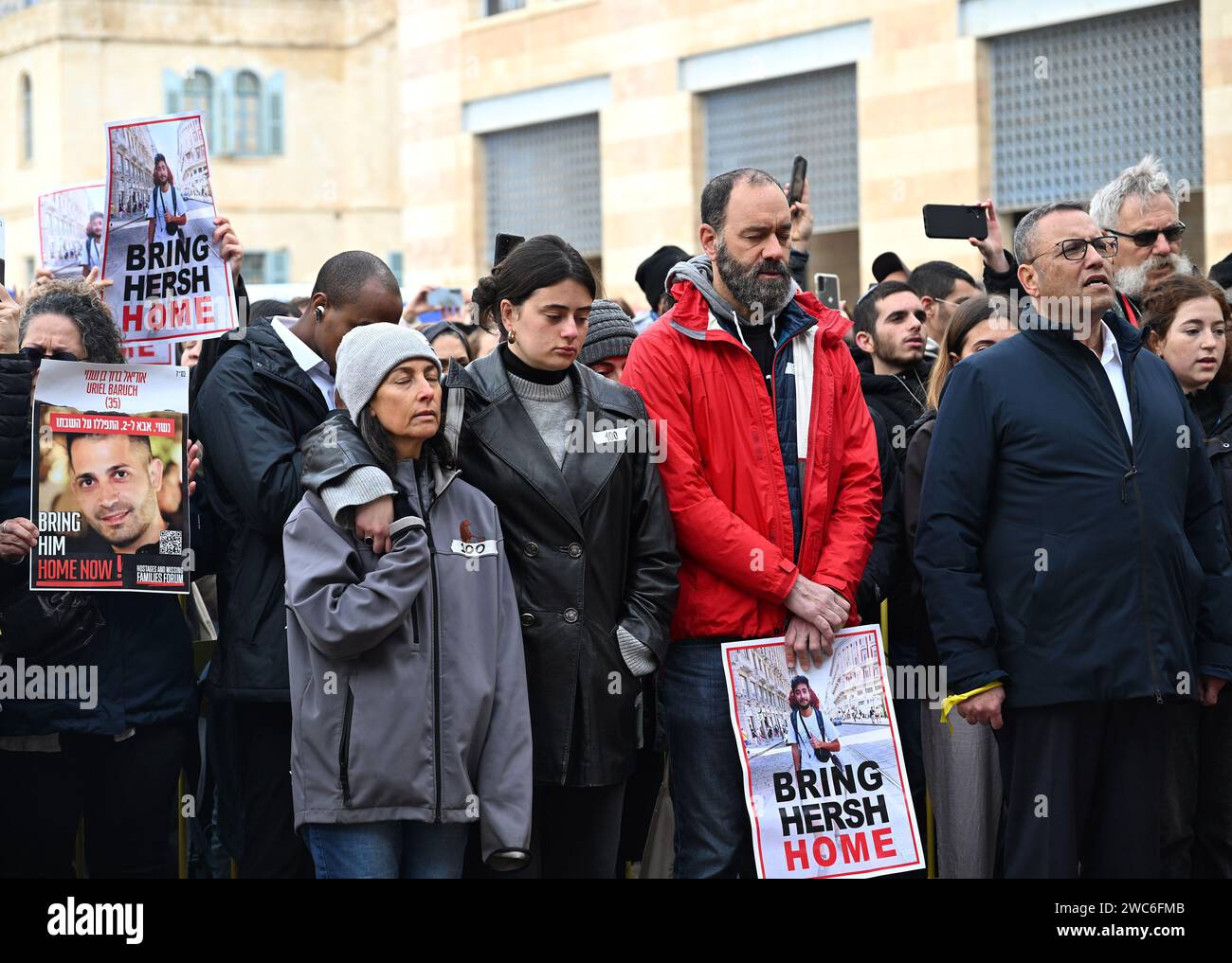Jerusalem, Israel. 14th Jan, 2024. (center) Rachel Goldberg-Polin and ...