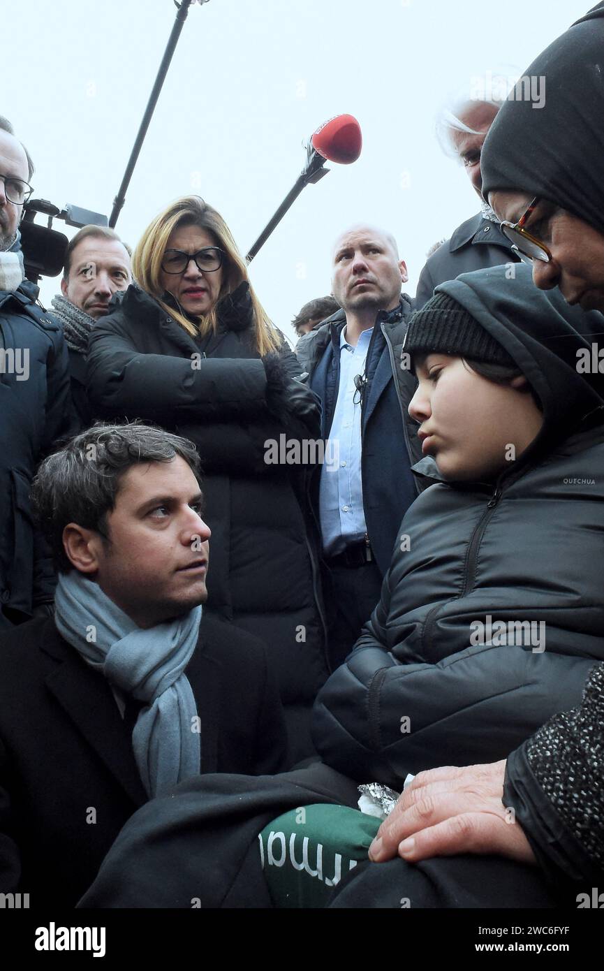 French Prime Minister Gabriel Attal meets with members of the public at ...