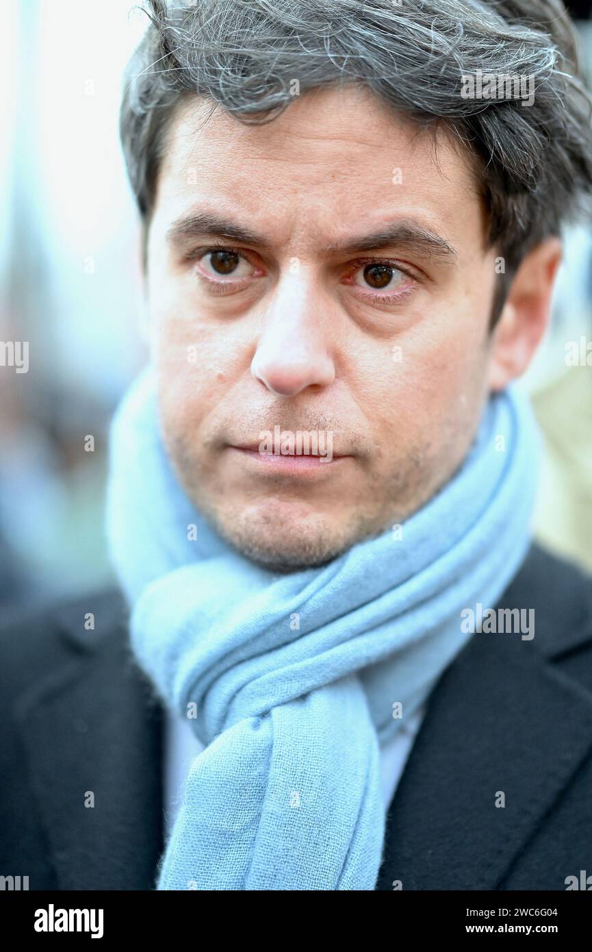 French Prime Minister Gabriel Attal meets with members of the public at ...