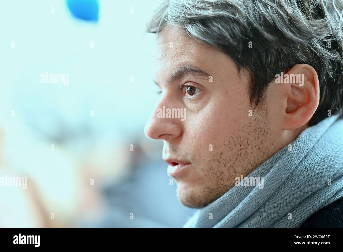 French Prime Minister Gabriel Attal meets with members of the public at ...