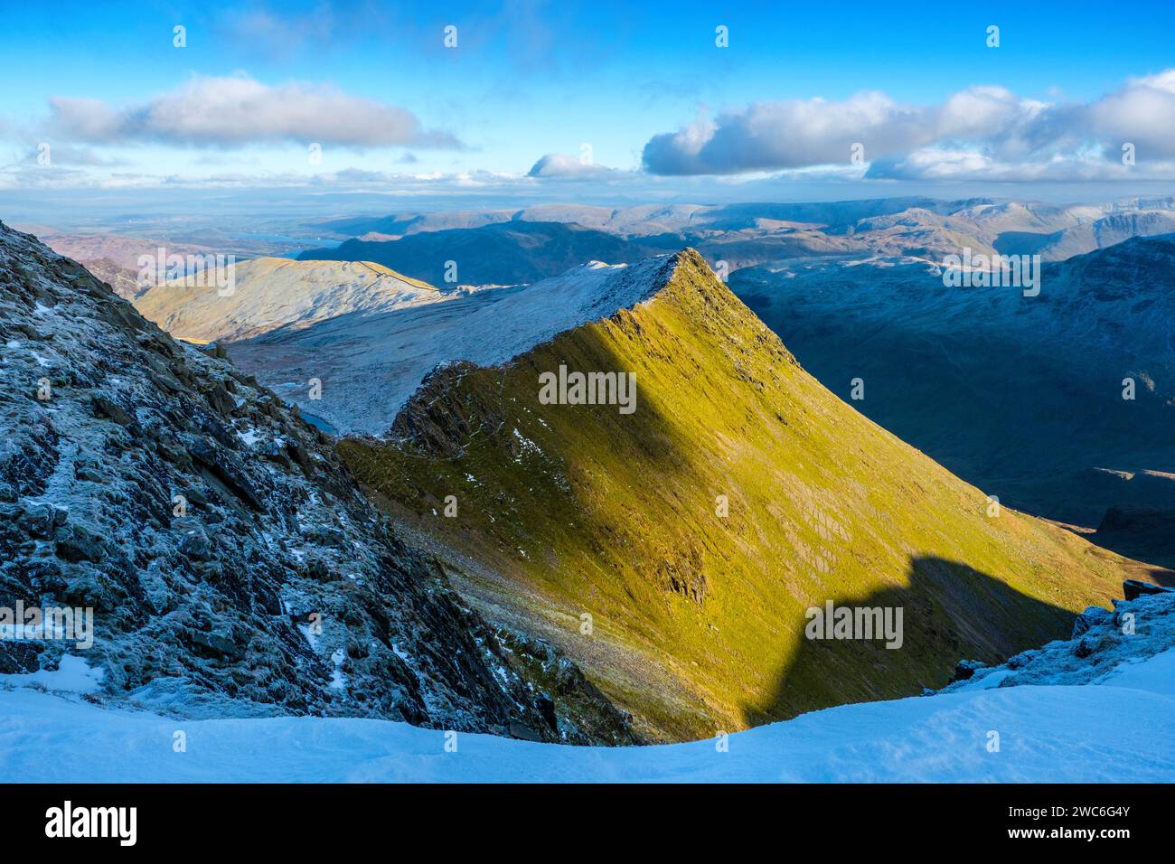 Striding Edge on Helvellyn in the Lake District National Park with a ...