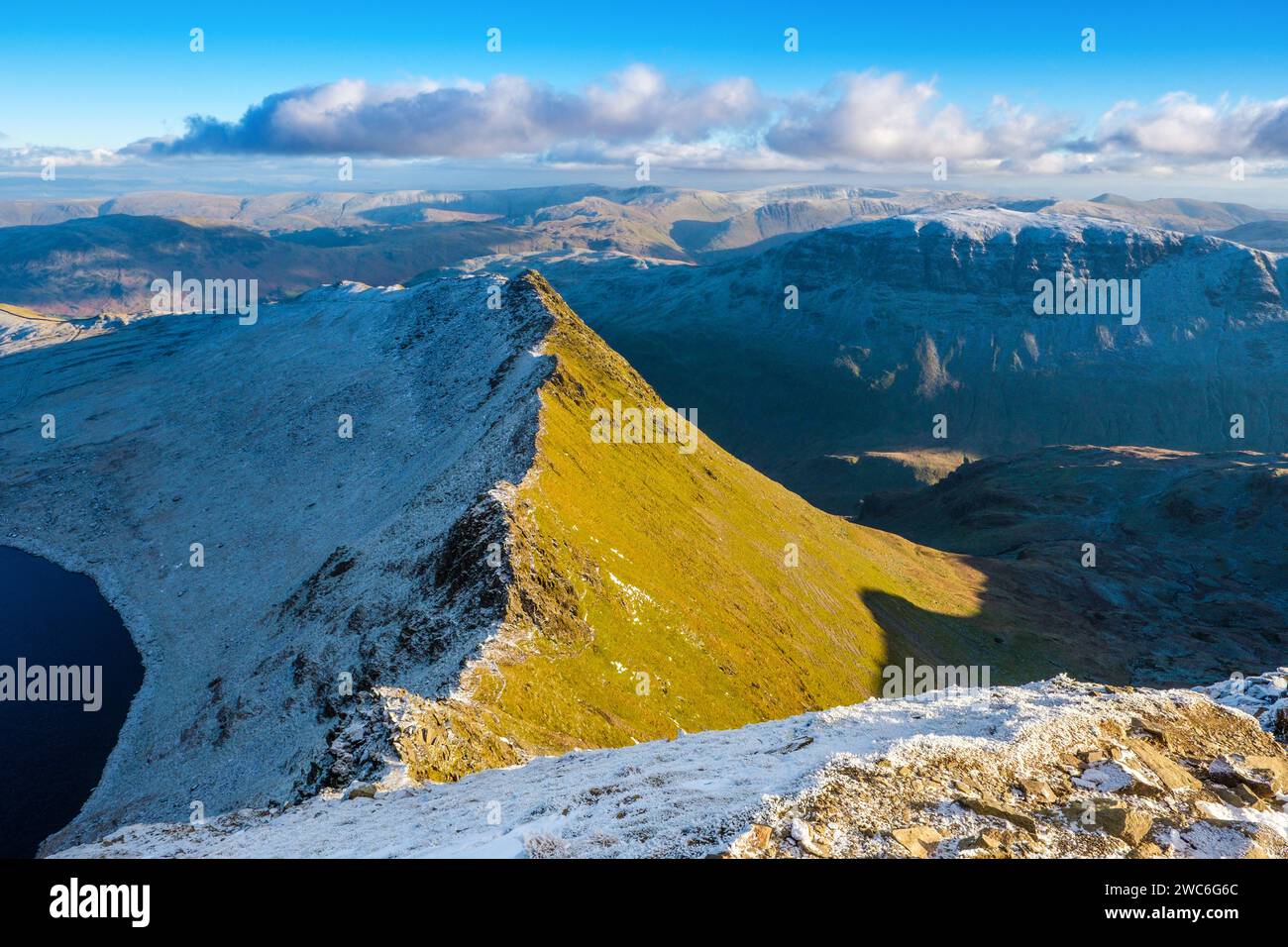 Striding Edge on Helvellyn in the Lake District National Park with a ...