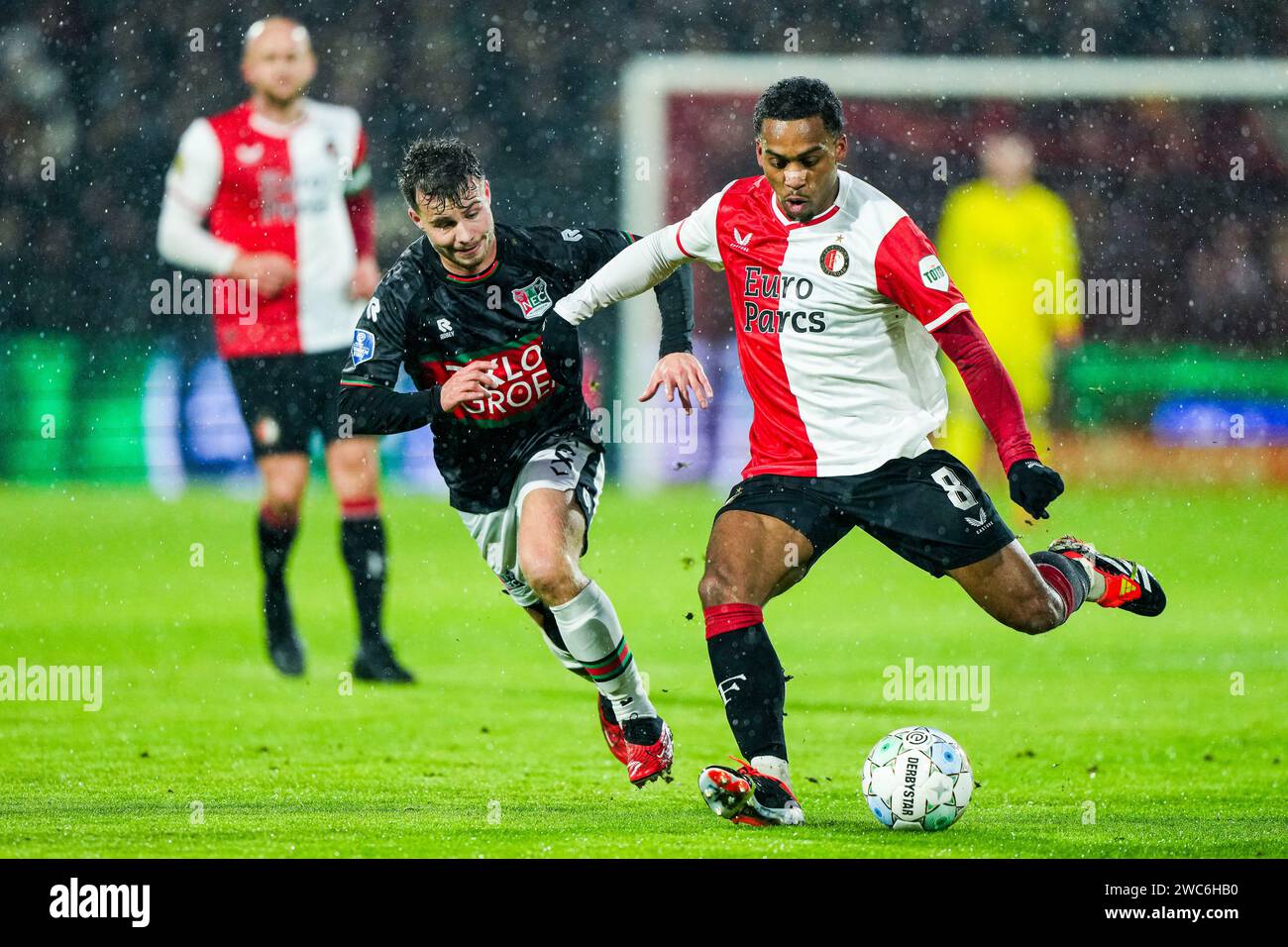 Rotterdam, The Netherlands. 14th Jan, 2024. Rotterdam - Dirk Proper of NEC Nijmegen, Quinten ...