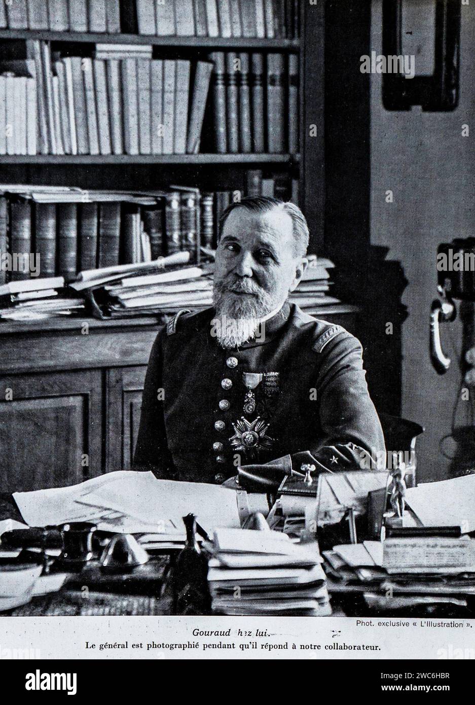 French General Henri Gouraud photographed at his desk during World War ...