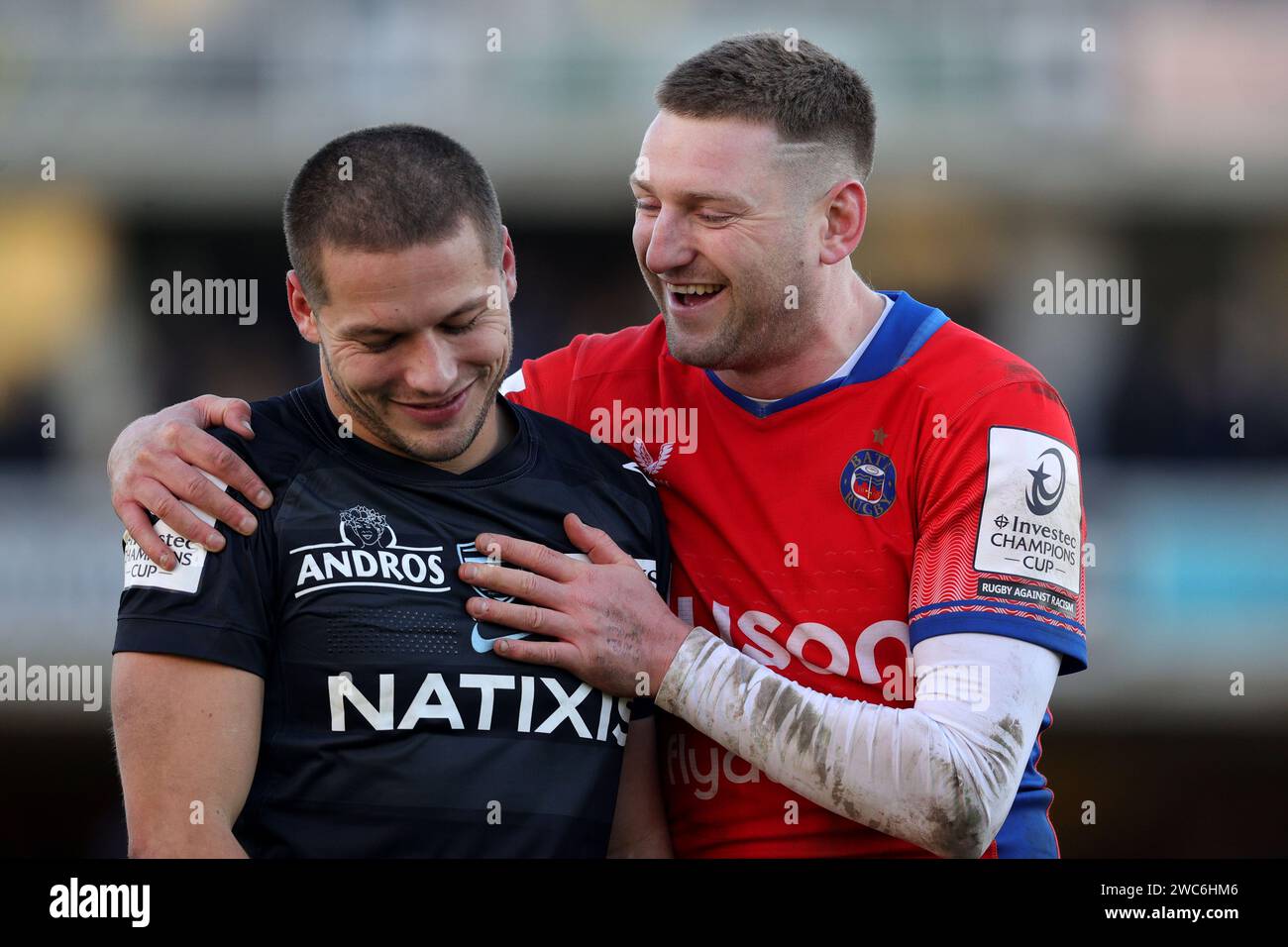 Bath, England. 14th January, 2024. Racing 92’s Antoine Gibert and Bath ...