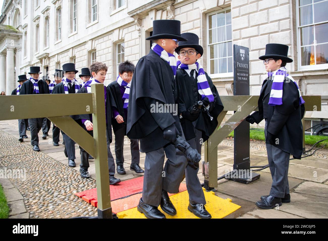 Choristers parading into King’s College Chapel in Cambridge to rehearse ...