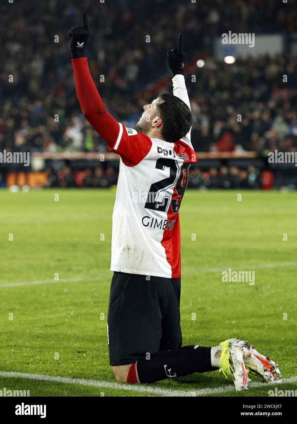 ROTTERDAM - Santiago Gimenez of Feyenoord celebrates the 2-0 during the ...