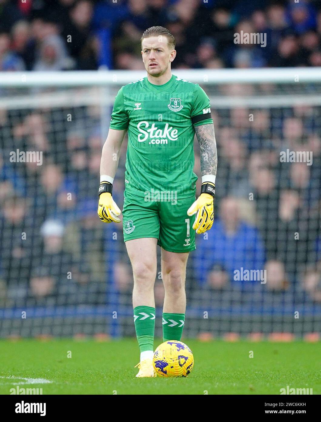Everton goalkeeper Jordan Pickford during the Premier League match at ...