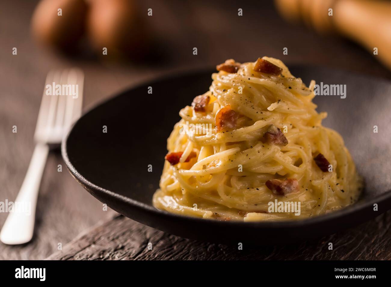 Homemade carbonara pasta. Italian traditional pasta Stock Photo - Alamy