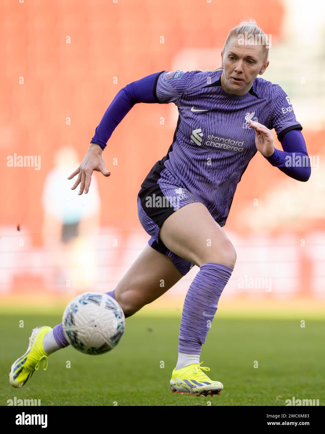 Bristol, UK. 14th January 2024. Ceri Holland of Liverpool during the ...
