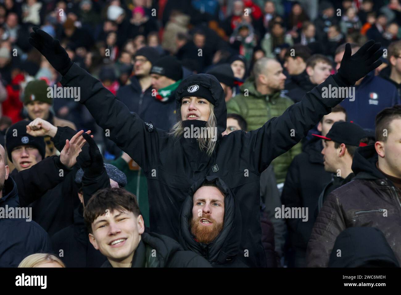 Rotterdam, Nederland. 14th Jan, 2024. ROTTERDAM, NEDERLAND - JANUARY 14: Fans and Supporters of ...