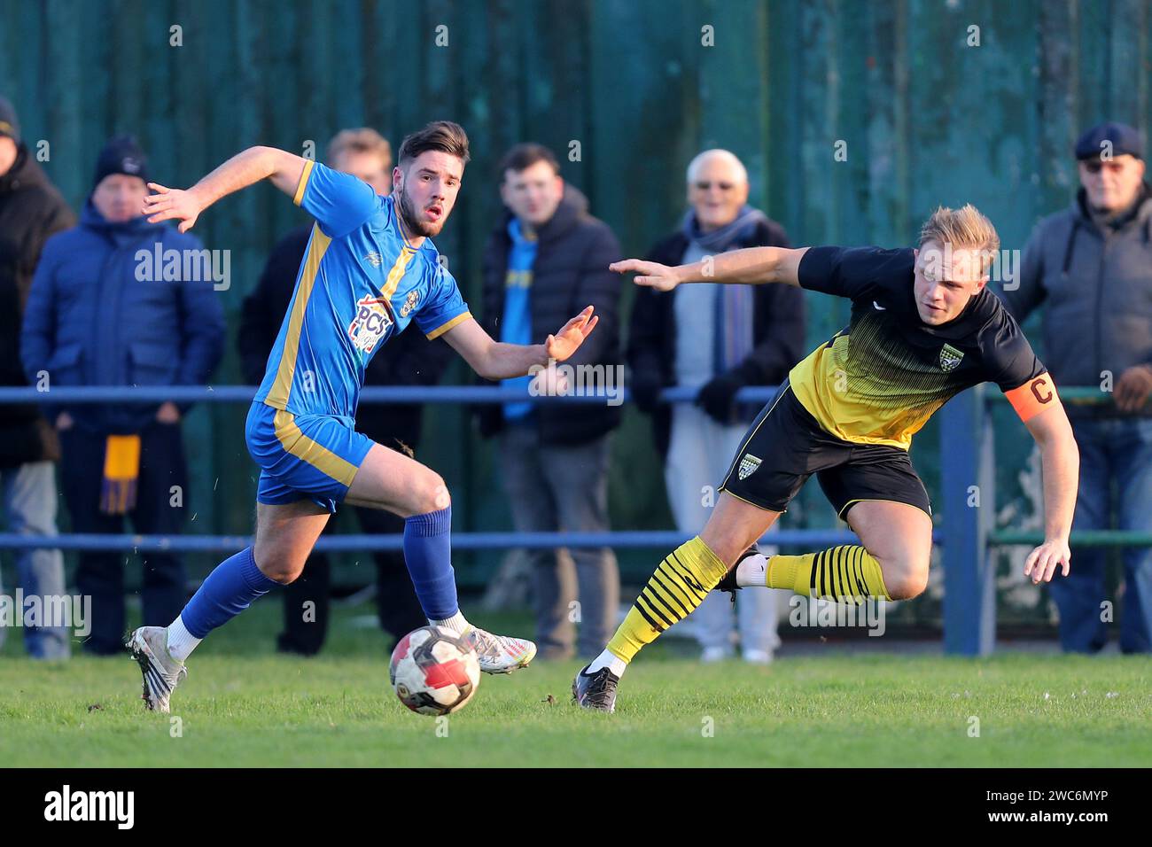 Finlay Dorrell of Romford during Romford vs Stanway Pegasus, Isuzu FA Vase Football at Rookery ...
