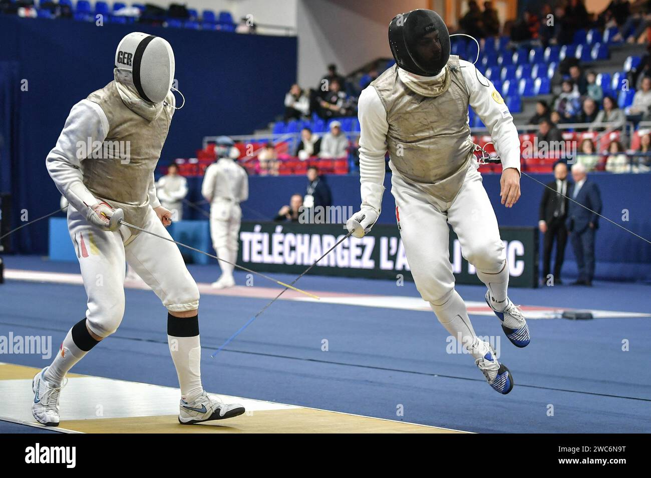 France's foilist MAXIME PAUTY (R) competes against Germany's foilist ...
