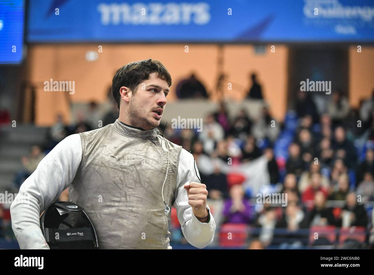 France's foilist MAXIME PAUTY celebrates winning during the quarter ...